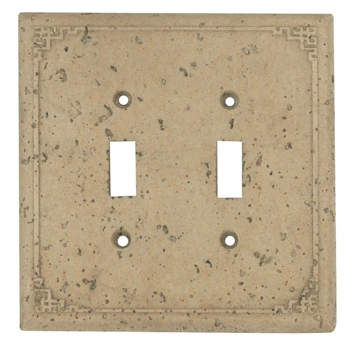 Resin Travertine Faux Stone Wall Switch Plate Outlet Cover - Double ...