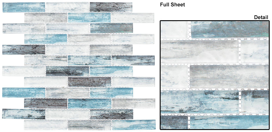 Metropolis - MET 762 Parker Blue - 1X4 Brick Subway Frosted Glass Tile ...