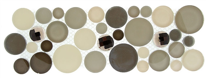 Round Bubble Glass & Natural Stone Marble Mosaic Border - B100 White ...