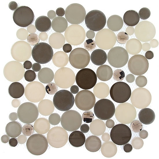 Round Bubble Glass & Natural Stone Marble Mosaic Border - B200 Sable ...