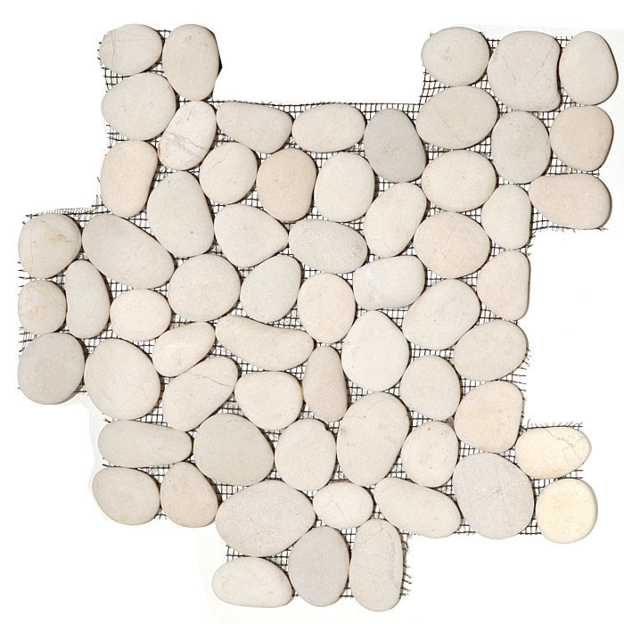 Stacked Pebble Mosaic - Timor White Calades Horizontal - Standing River ...