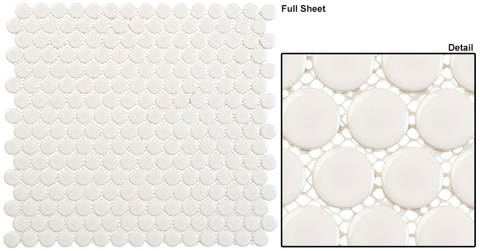 Red 1 inch Penny Round Glazed Porcelain Mosaic Tile - Gloss Finish