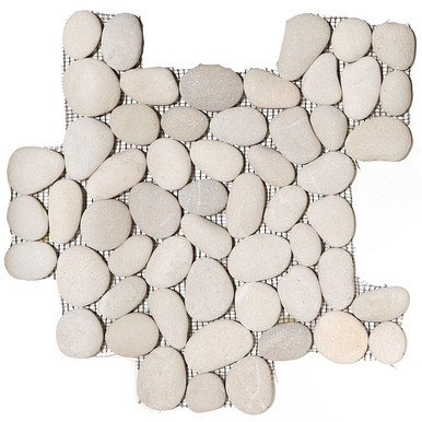 River Rock Pebble Stone Mosaic - Maluku Tan Interlocking Pebble Mosaic