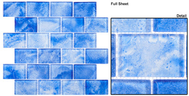 Frothy Swirls - FTS 6024 Azulejo Art Blue - 2X3 Brick Subway Glass Tile ...