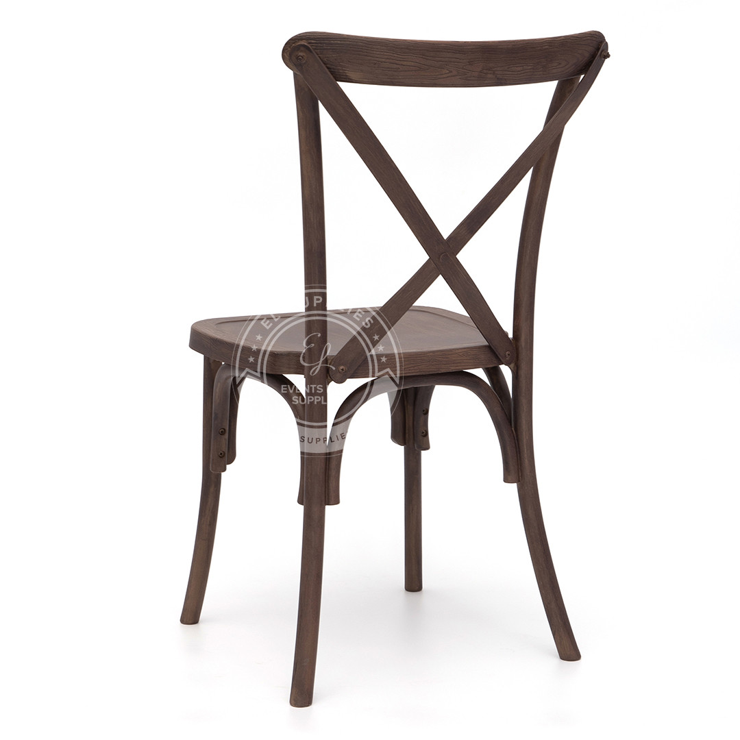 CROSSBACK Dark Walnut Wood-Grain Resin Chair - EL Supplies