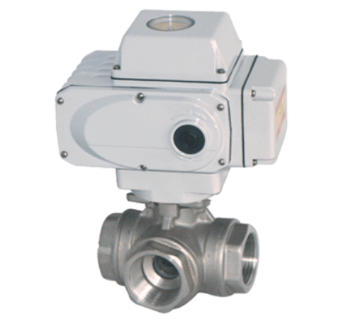 STC E 1-1/2" NPT -L" NPT Electric Actuated Ball Valve 3-Way, L-Port ...