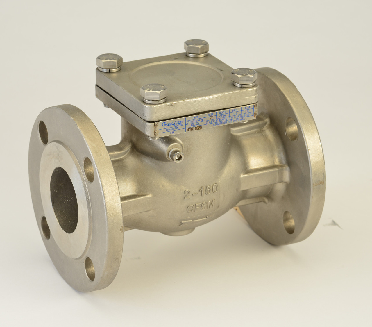 Chicago Valve Series 416, 316 Stainless Steel Swing Check Valve, 150 ...