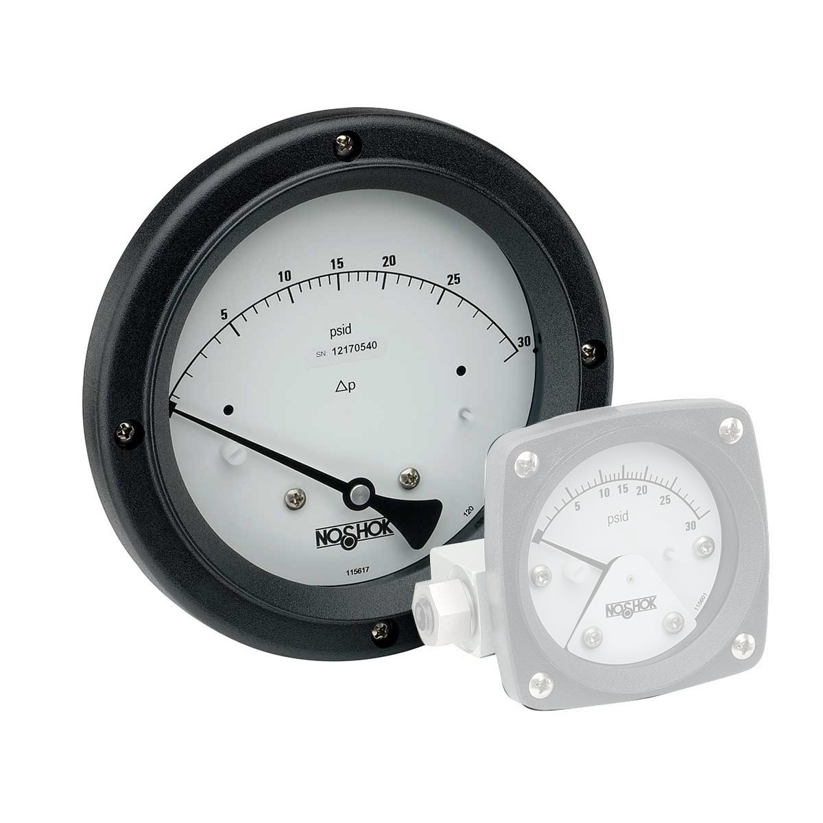 4-1/2" NOSHOK 1000 Series Piston Type Differential Pressure Gauge, 0 to ...