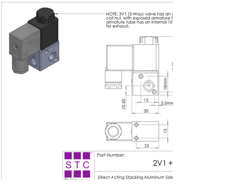 STC 3V1-1/8 Solenoid Valve- 2-way or 3-way, Spring Return, Horizontally ...