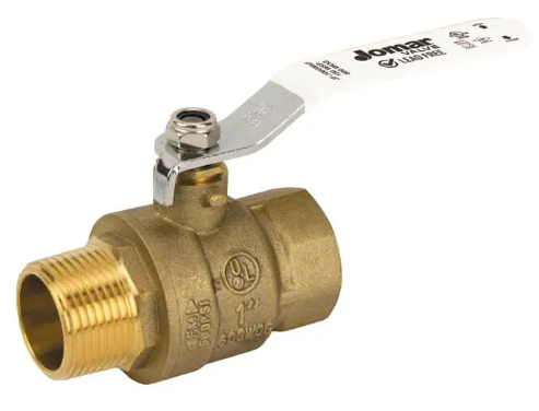 1/2" Jomar Valve JF-100GMxF, 2 Piece, Full Port, Dezincification Resistant Lead-Free Brass, MNPT ...