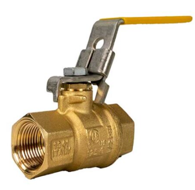 1-1/4" Jomar Valve T-100NE-LH, 2 Piece, Full Port, Brass, NPT Threaded, Stainless Steel Latch ...