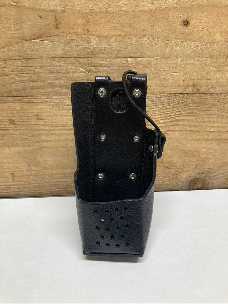 Two-Way Radio Heavy Duty Leather Carry Case (Black) Military For Sale