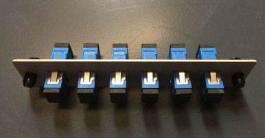 Adapter Plate w/SC Adapters (Blue) APLW6-SCS Leviton 6 Fibers, White