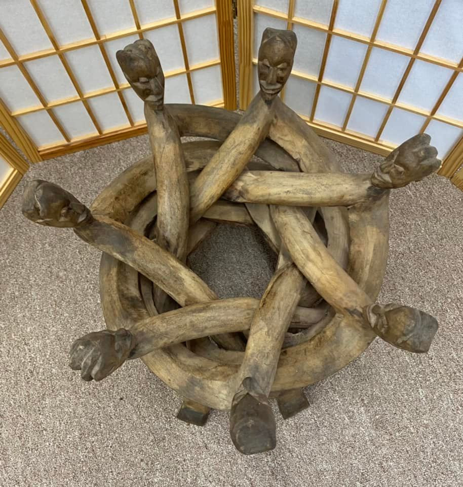Unity Wood Sculpture, 7 Headed