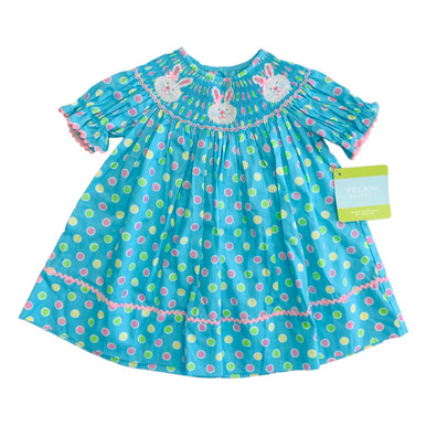 G04-Velani Classics, 6-12M, s/s cotton smock dress - Thread