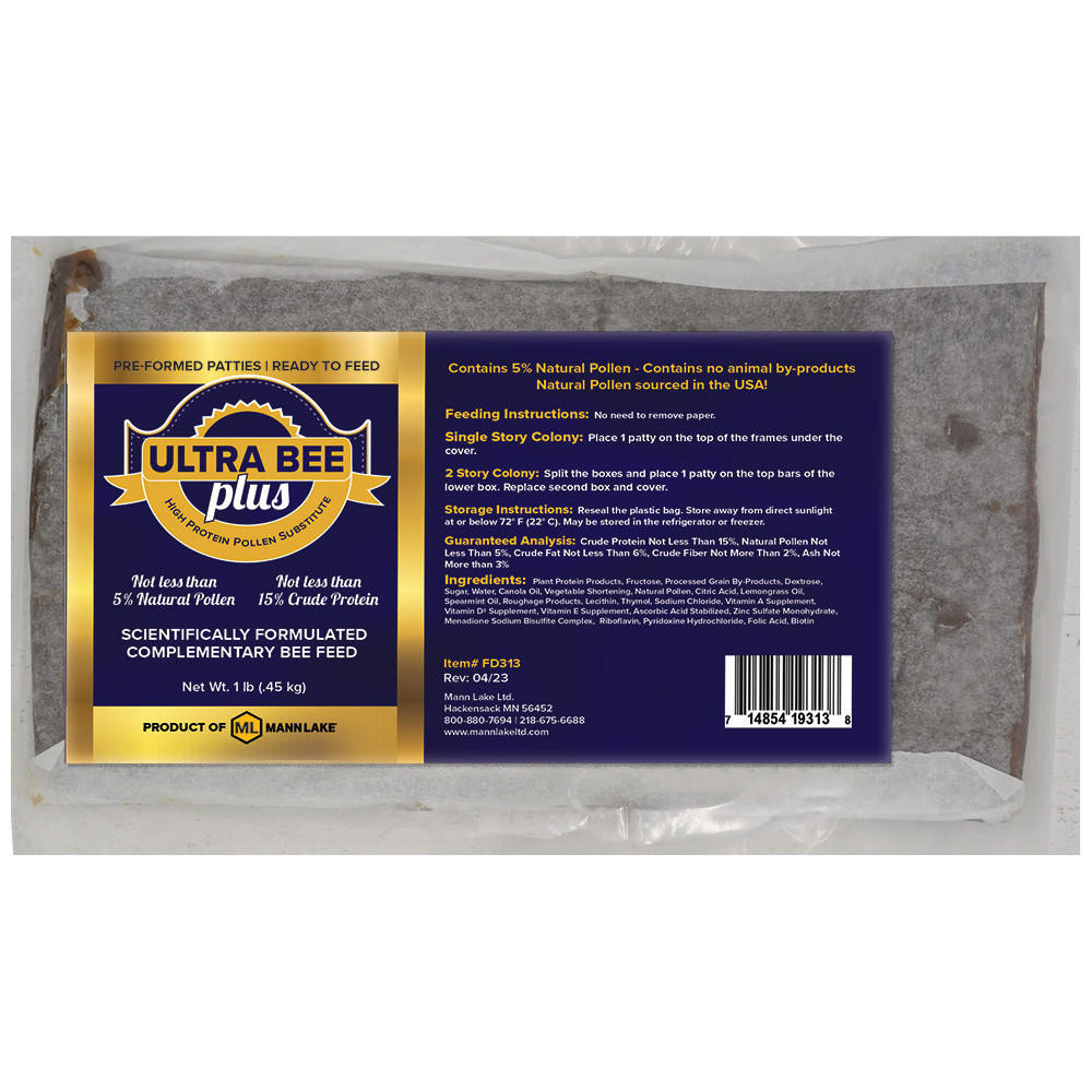 Ultra Bee Plus Patties with Natural Pollen, 40 lb | Mann Lake Ltd.