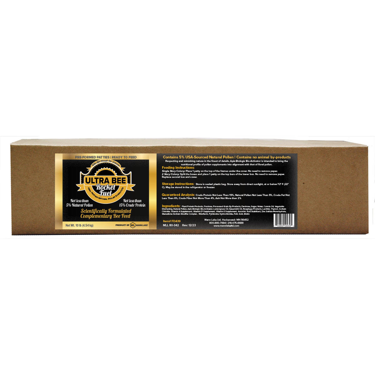 Ultra Bee Rocket Fuel Patties with Natural Pollen + Bio-Activator, 10 lb