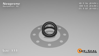 O-Ring, Black Neoprene Size: 111, Durometer: 70 Nominal Dimensions ...