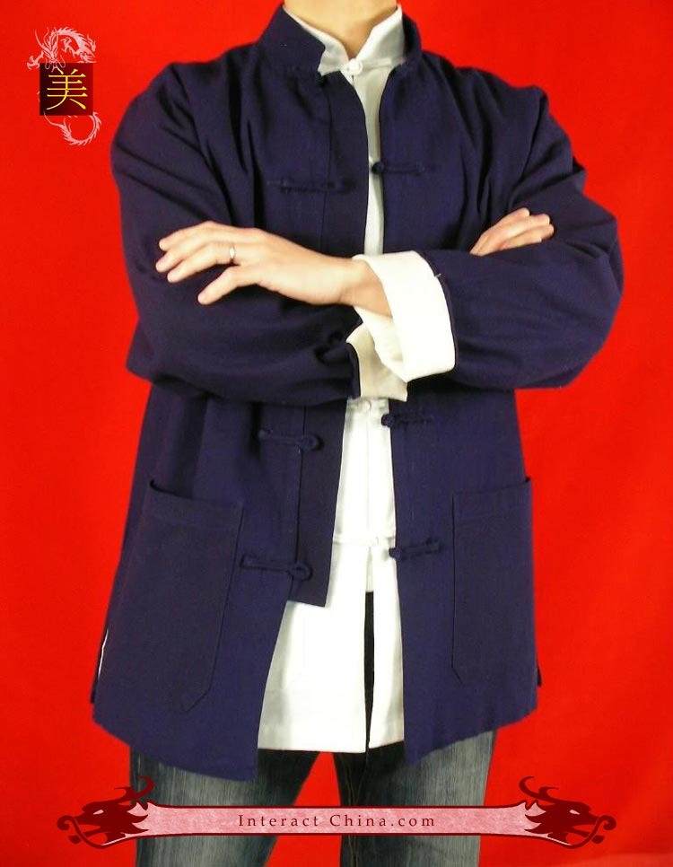 100% Cotton Blue Kung Fu Martial Arts Tai Chi Jacket Coat XS-XL or ...