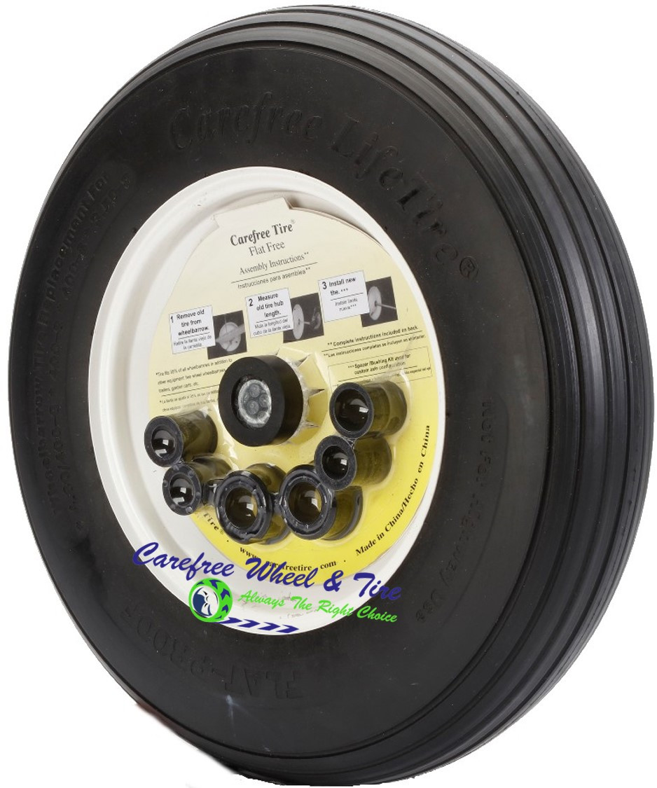 14x3 One Size Fits All – Rib Tread Wheelbarrow Tire & Wheel Assembly