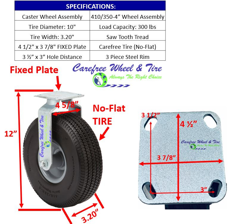 Caster Wheel Assemblies - 10" Caster Assemblies - Carefree Wheel & Tire