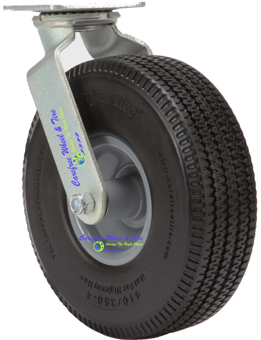 410/350-4 (10"x3") Caster Wheel Assembly With Swivel Plate WITHOUT ...