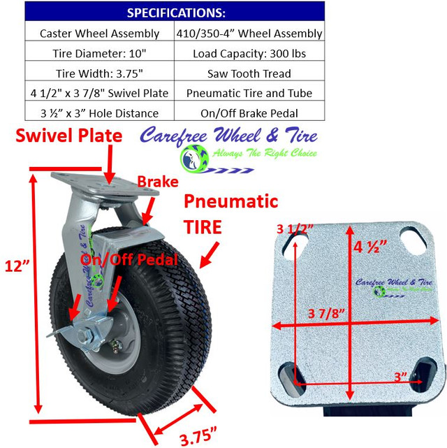 410/350-4 Caster Wheel Assembly