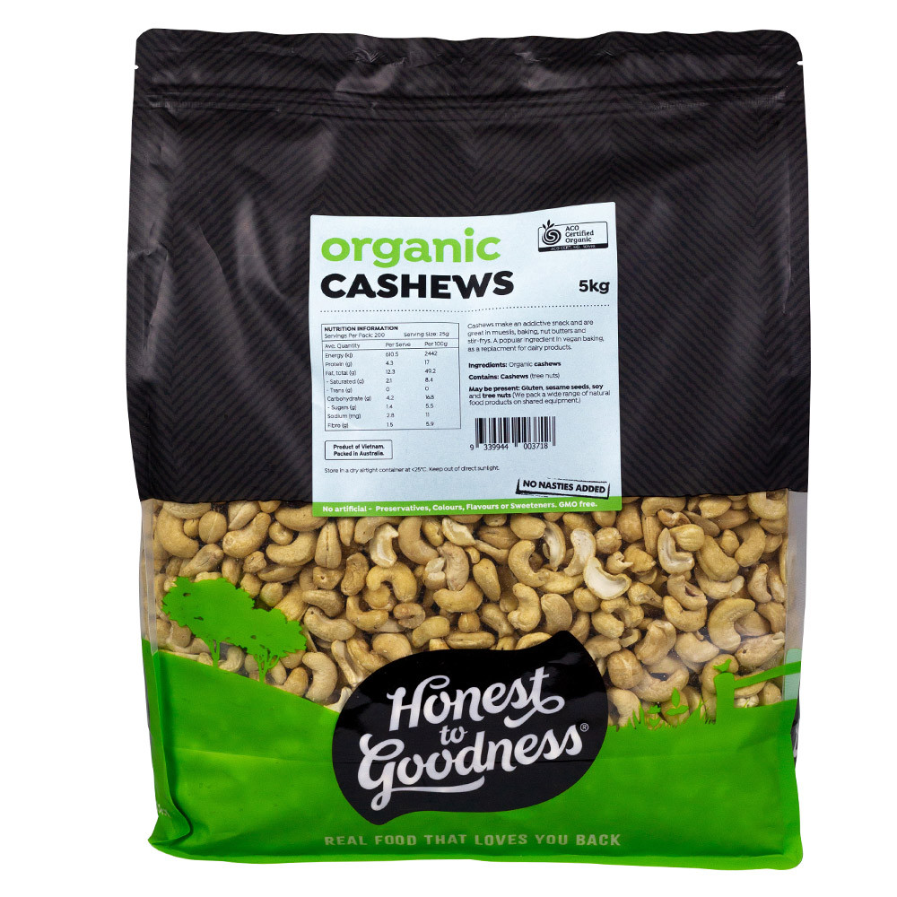 Organic Cashews Oven Roasted 5KG | Bulk