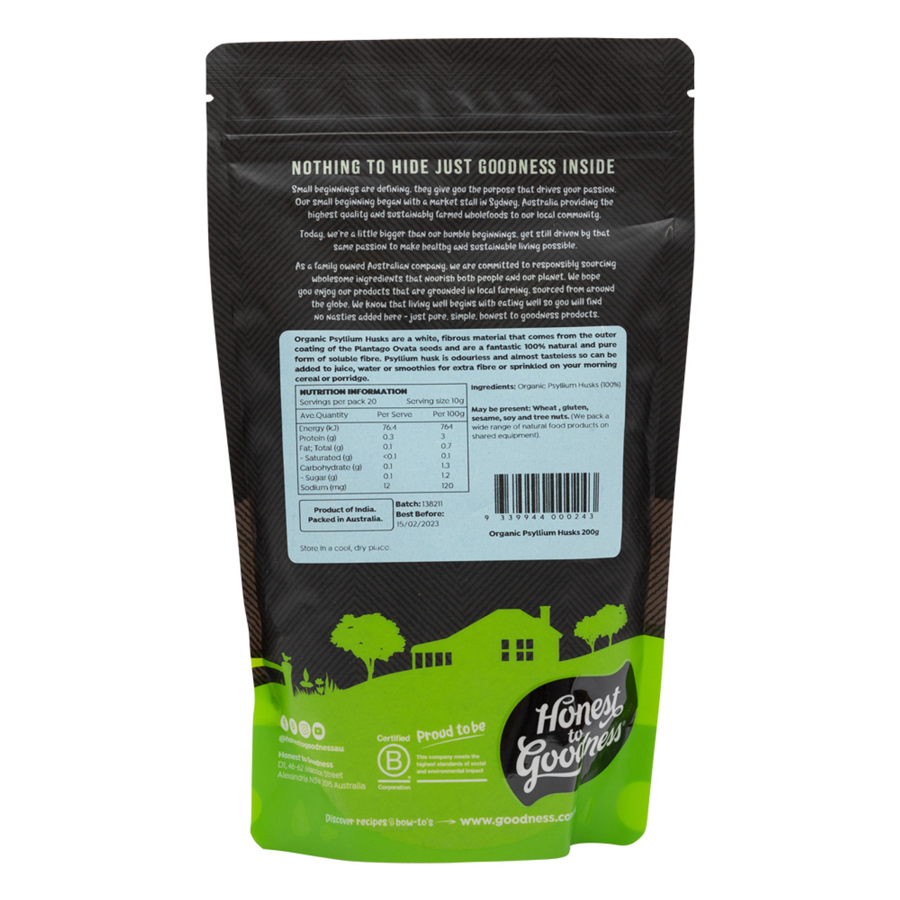 Organic Psyllium Husks 200g Honest To Goodness Australia
