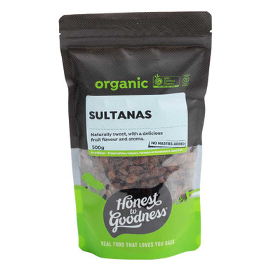 Organic Sultanas Naturally Dried 500g | Honest to Goodness