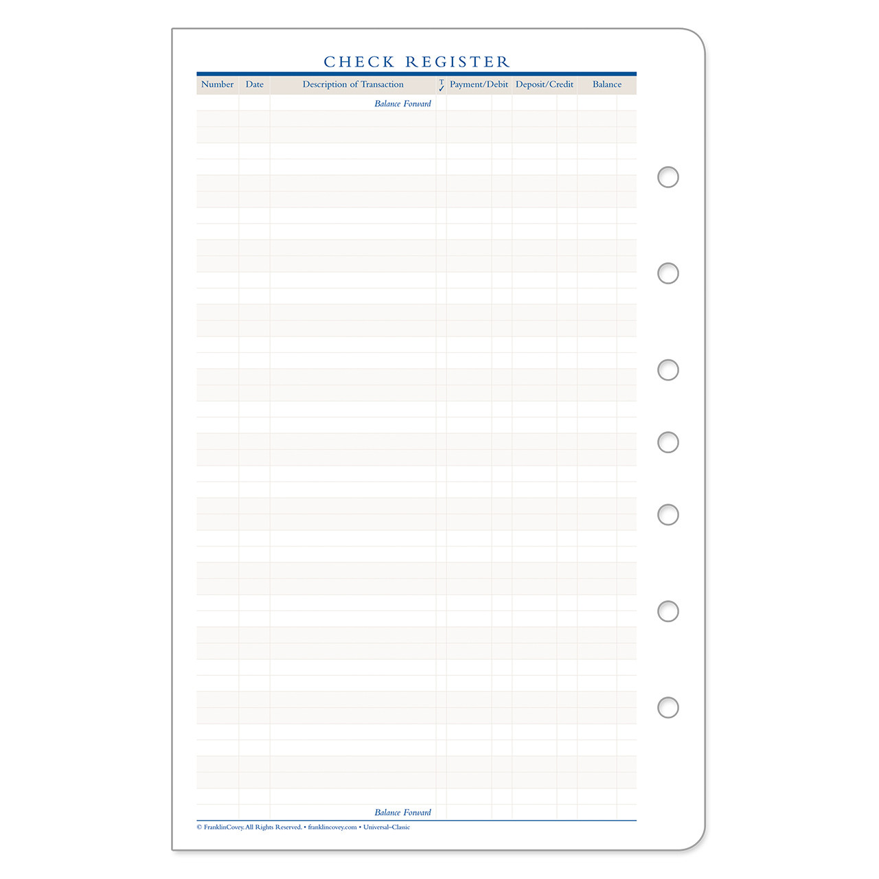 Check Register - Franklin Planner
