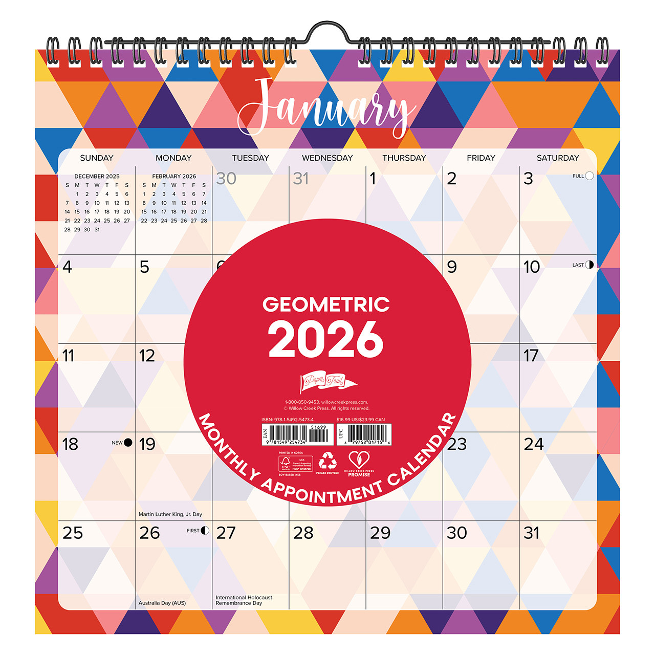 Geometric 2026 12" x 12" Spiral Wall Calendar
