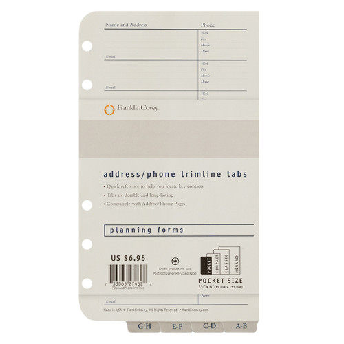 Address-Phone Tabs - Franklin Planner