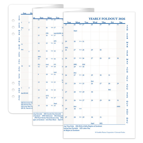 Yearly Foldout Calendar - Franklin Planner
