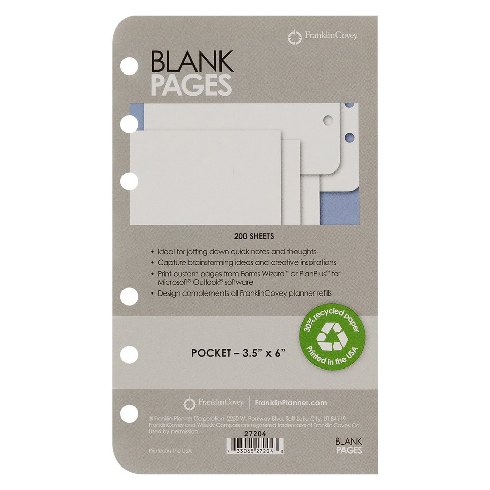 Universal Blank Pages - 200 Pack - Franklin Planner