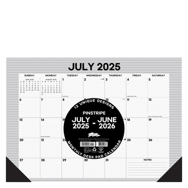 Pinstripe Academic July 2025 - June 2026 17" x 12" Small Monthly ...