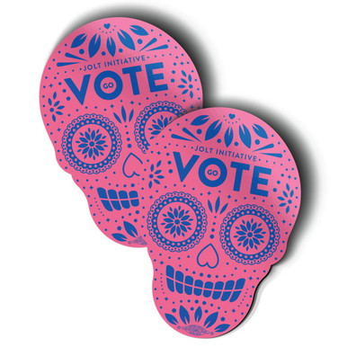 Go Vote Sugarskull (2.8" x 4" Vinyl Sticker -- Pack of Two!) - Jolt Action Webstore