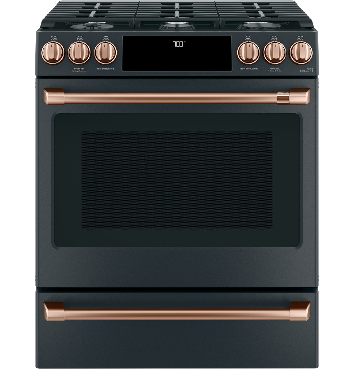 Cafe Front Control Gas Knobs and Handles Brushed Copper CXFCGHKPMCU Cafe Appliances