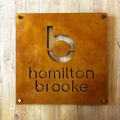 Corten steel business sign, rusty steel barn sign, Corten steel sign