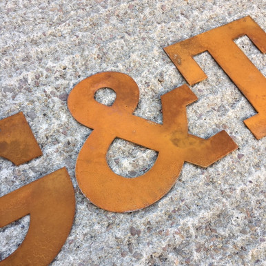 Corten steel lettering cut from a choice of fonts