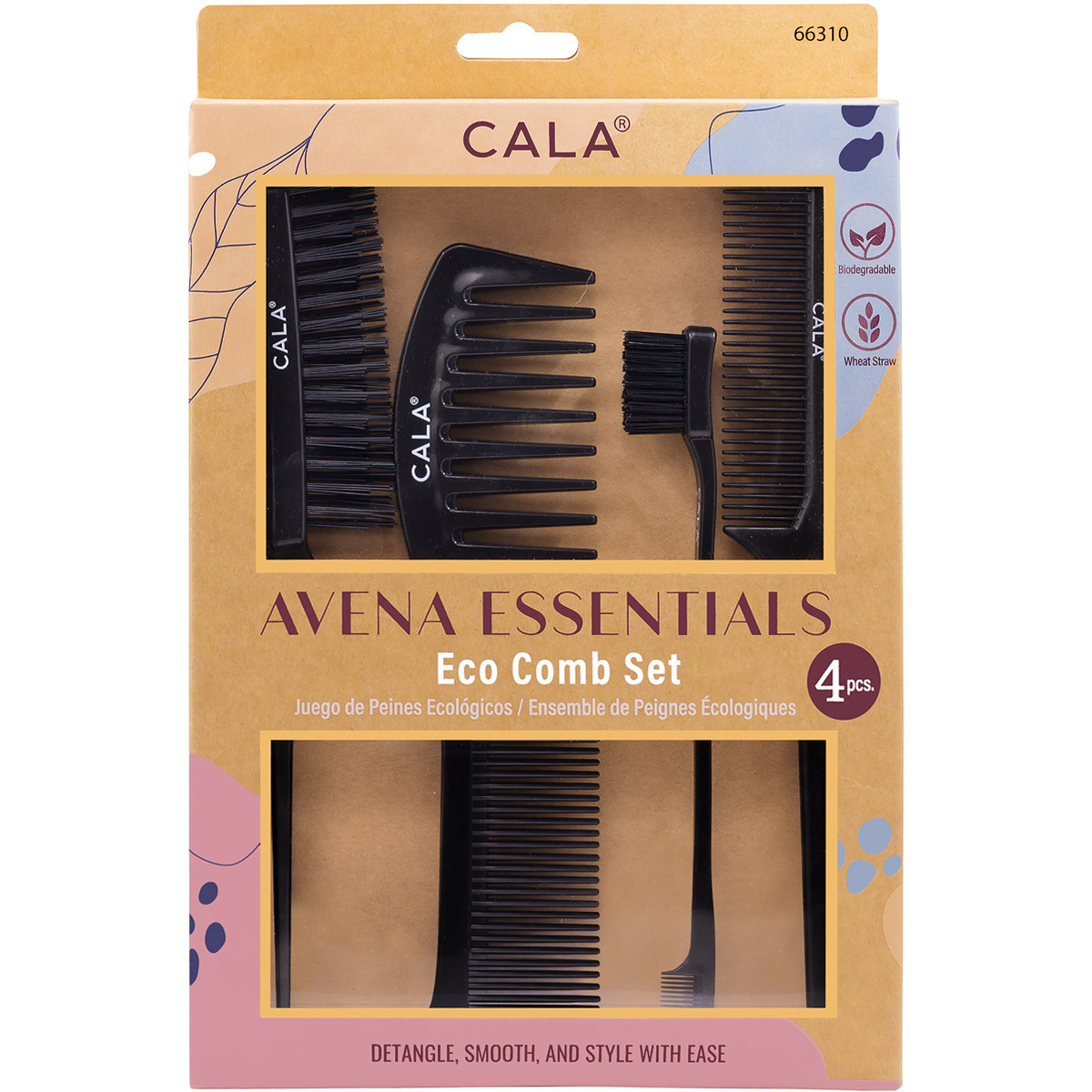 CALA | Wheat Straw Comb Set: Black (4pcs)