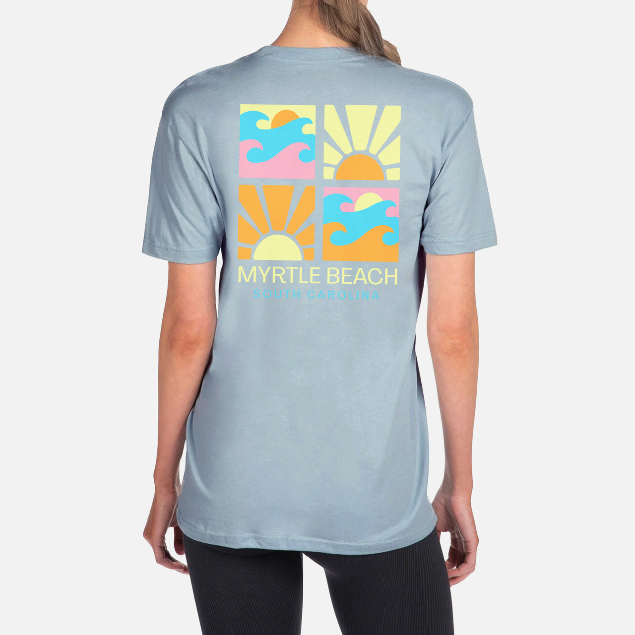 Women's storm blue '4 sunsets' tee - Eagles Beachwear