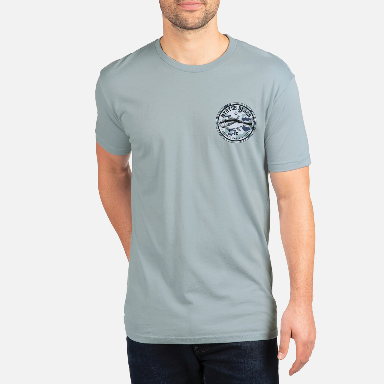 Men's-high rise grey- Tuna camouflage Tee - Eagles Beachwear