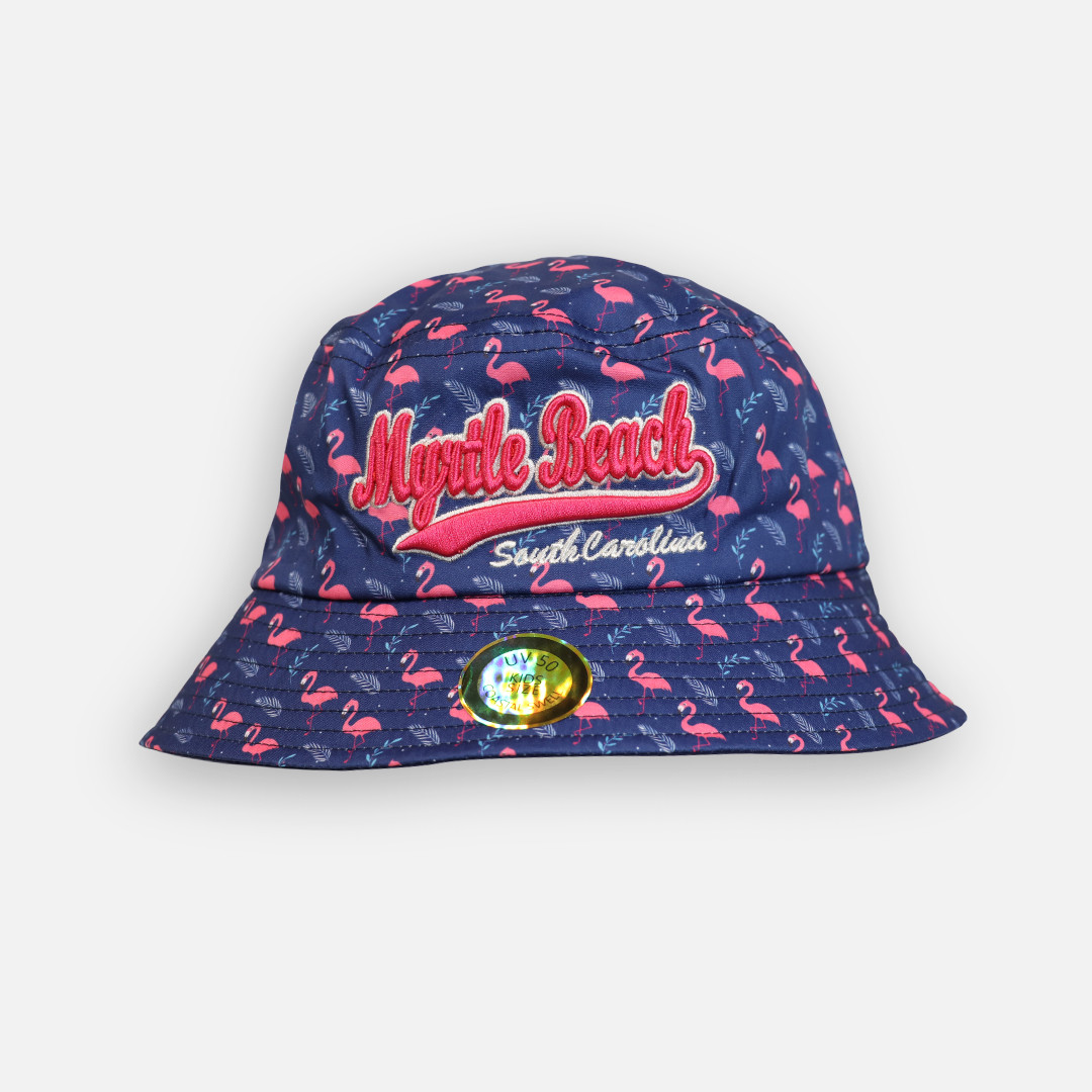 KIDS BUCKET HAT-FLAMINGO PATTERN - Eagles Beachwear