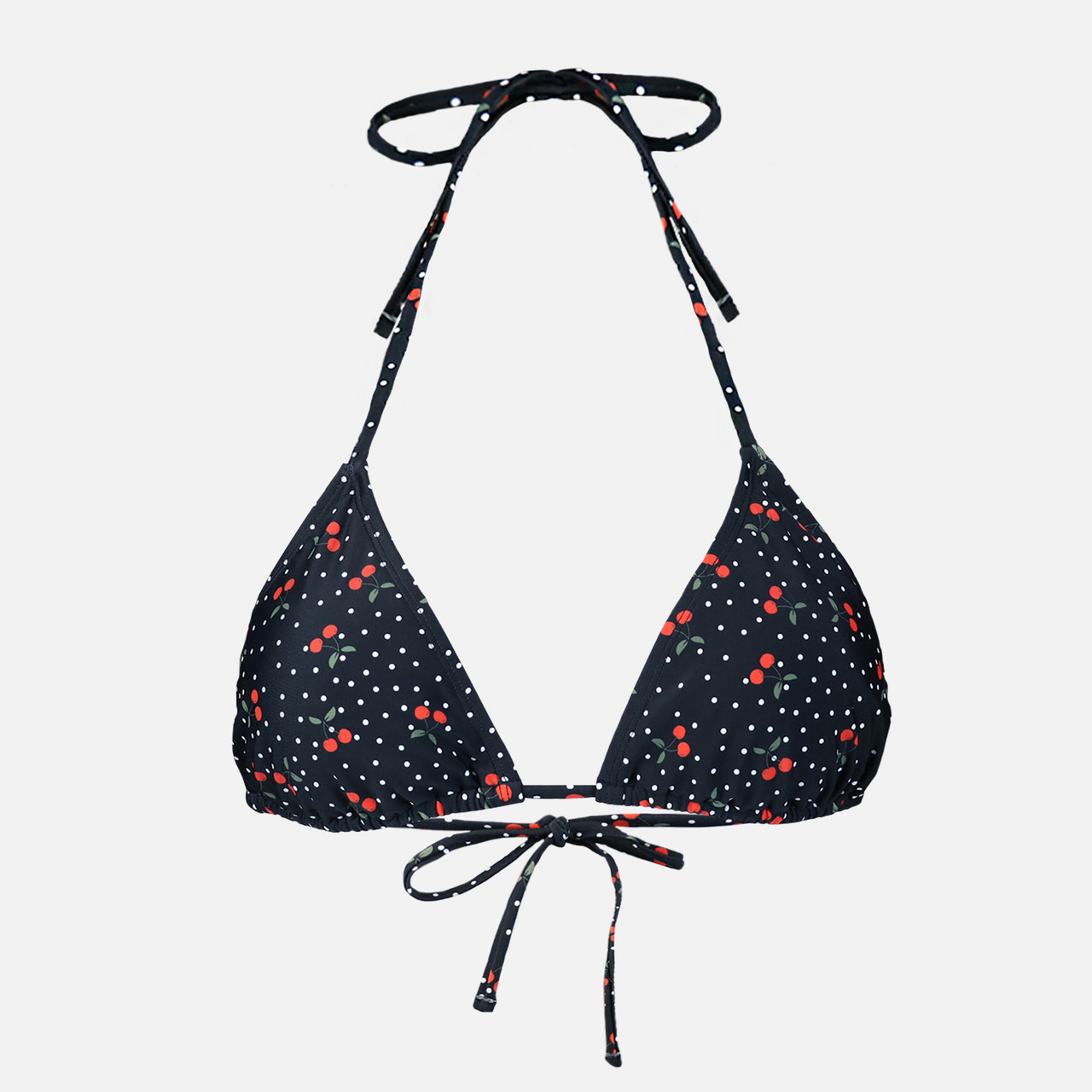BLACK WITH CHERRIES TRIANGLE TOP - Eagles Beachwear