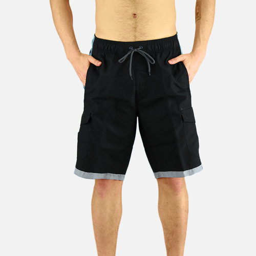 Men's Black/Dark Grey Military Swim Trunks