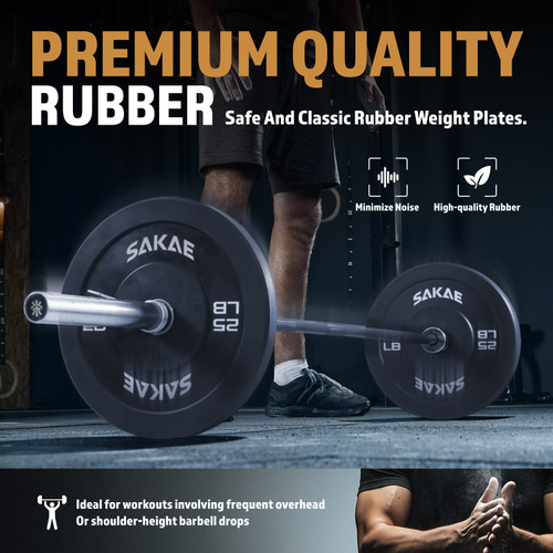 Olympic Rubber Bumper Plates, Sets, Multiple Sizes - SAKAE