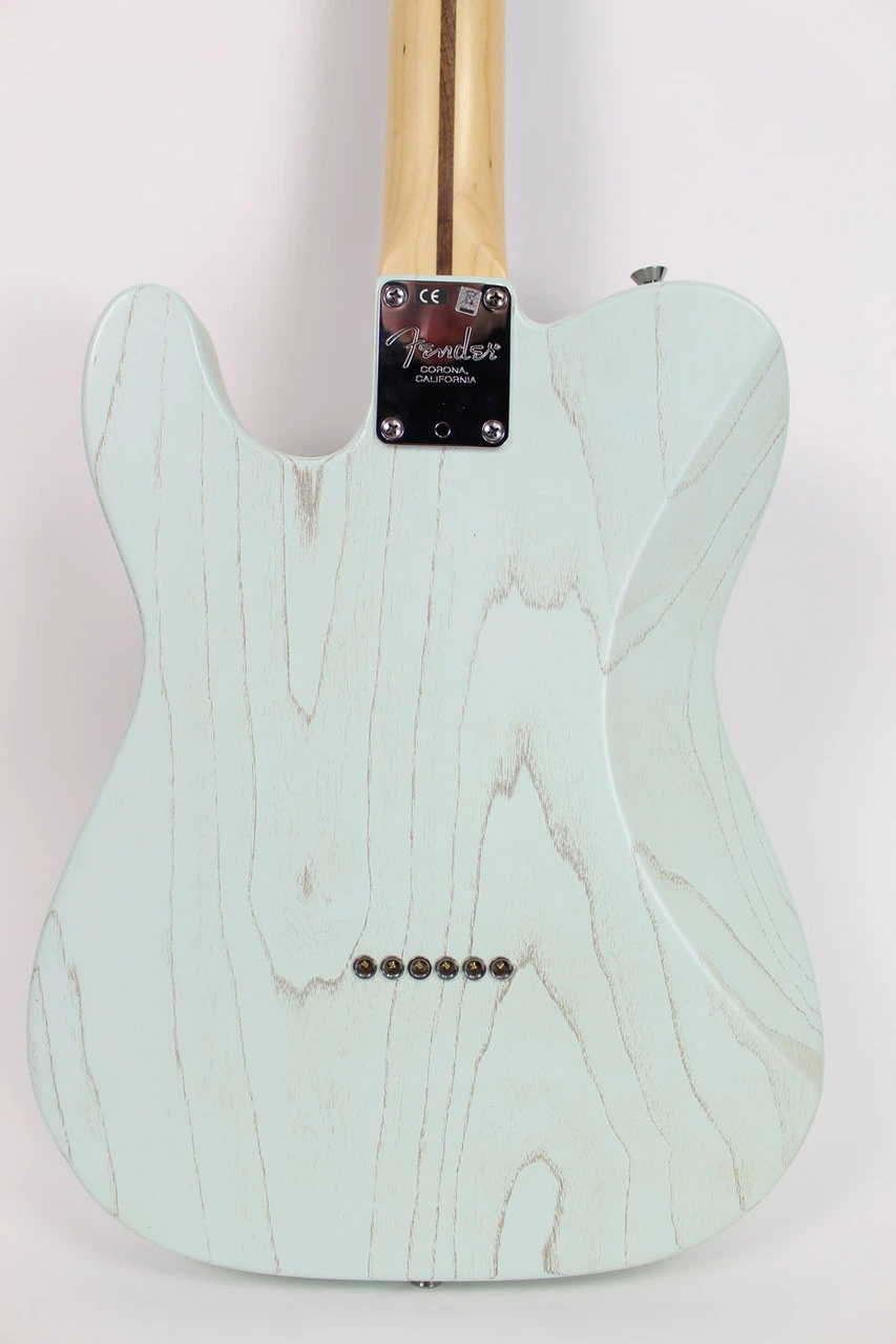 Fender FSR American Telecaster Rustic Ash Electric Guitar in Sonic Blue ...