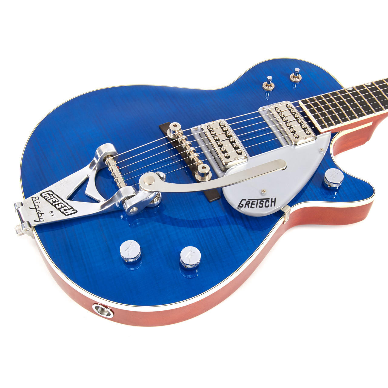 Used Gretsch FSR G6128T Duo Jet Blue Flame Top 2013 | Cream City Music