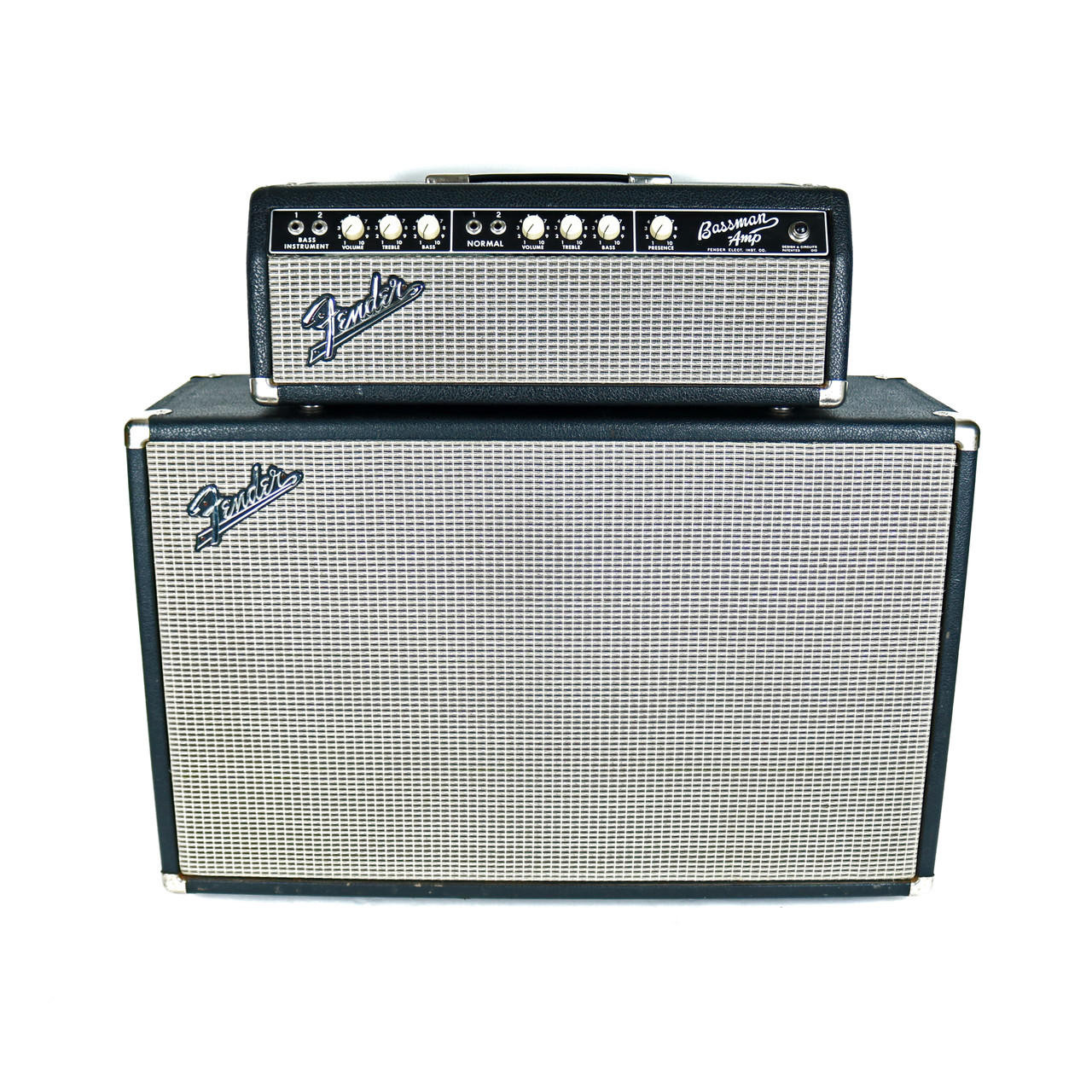 Vintage Fender Bassman 50W 2x12 Tube Piggyback Amp 6G6-B Tuxedo 1965 ...